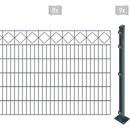 Arvotec Doppelstabmattenzaun &raquo;EASY 120 zum Aufschrauben "Karo" mit Zierleiste&laquo; Zaunh&ouml;he 120 cm, Zaunl&auml;nge 2 - 60 m grau Kunststoff, Stahl H/L: 120cm x 16m, 