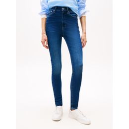 Tommy Jeans Damen Skinny-fit-Jeans "Sylvia High Rise Skinny", blau, Gr. 34, unifarben, Denim/Jeans, Obermaterial: 92% Baumwolle, 4% Elasthan, 4%