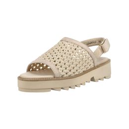 Paul Green Damen Riemchensandale "Paul Green Sandalen Veloursleder/Textil", Gr. 40, beige, Textil, Veloursleder, Schuhe