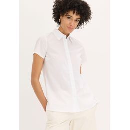 bonprix Damen Kurzarmbluse, wei&szlig;, Gr. 42, Obermaterial: 65% Polyester, 35% Baumwolle, Blusen, Regular Fit, eleganter Stil, Hemdblusenkragen