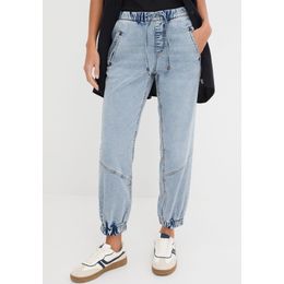 bonprix Damen Jeansjeggings, blau, Gr. 44, Denim/Jeans, Obermaterial: 73% Baumwolle, 25% Polyester, 2% Elasthan, Jeans, loose fit Passform, aus