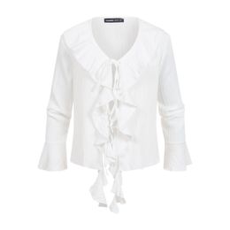 CLOUD 5IVE Damen Klassische Bluse "CLOUD 5IVE Long-sleeved Blouse Ruffled Front", wei&szlig;, Gr. M, 95% Polyester, 5% Elasthan, Blusen