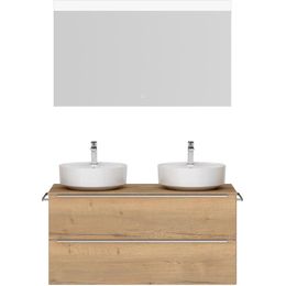 Nobilia Badm&ouml;bel-Set &raquo;Alvene&laquo; vormontiert, mit Soft-Close, 2 Stk. tlg. braun B/H/T: 120,3cmcm x 184,2cmcm x 48,5cmcm, Griffe edelstahlfarbig