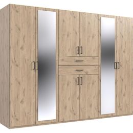 wimex Dreht&uuml;renschrank &raquo;Dillingen&laquo; Schubladen auf bequemer Zugriffsh&ouml;he, mit Spiegel beige Holzwerkstoff Viking-oak Nachbildung, B/H/T: 270cm x 208cm x 58cm