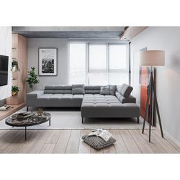 Home Affaire Ecksofa &raquo;Ancona New, wahlweise motorische Sitztiefenverstellung, auch in Cord&laquo; feine Steppung, mit Kopfteilverstellung, 3 Zierkissen, L-