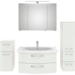Badm&ouml;bel-Set &raquo;6005 Sprint 4-teilig, Keramik-Waschtisch mit LED-Spiegelschrank&laquo; 5 Stk. tlg. wei&szlig; Holzwerkstoff B/H/T: 158cmcm x 200cmcm x 51,5cmcm
