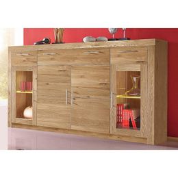 VOGL M&ouml;belfabrik Highboard &raquo;Toronto&laquo; opt. Glast&uuml;ren, teilmassiv, Rahmenoptik, Made in Germany braun B/H/T: 182cm x 107cm x 42cm,mit Glast&uuml;ren au&szlig;en, 3