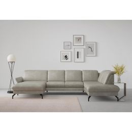 Sit & More sit&more Wohnlandschaft &raquo;Fashion U-Form&laquo; wahlweise mit Kopfteilverstellung, Vorziehsitz, motorisch, Metallf&uuml;&szlig;e grau B/H/T: 338cm x 84cm x 207cm, Luxus