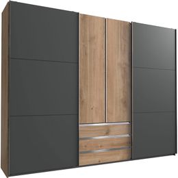 wimex Schwebet&uuml;renschrank &raquo;Magic by fresh to go&laquo; grau B/H/T: 300cm x 216cm x 65cm, Schubladen: 3 Stk. T&uuml;ren: 4 Stk. Griffleisten chromfarben