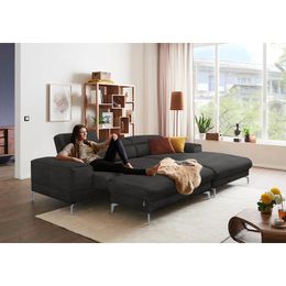 W.Schillig Polsterhocker &raquo;piedroo, Designsofa mit tollem Sitzkomfort, bequem, L-Form&laquo; F&uuml;&szlig;e in Silber matt grau Chenille-Flachgewebe R66 (85% Polyester