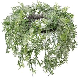 Creativ green Dekokranz &raquo;Weihnachtsdeko&laquo; mit gefrosteter Optik, Ma&szlig;e aufgeh&auml;ngter Kranz: &Oslash; 30 cm, H. 38 cm gr&uuml;n Kunststoff &Oslash; 55cm