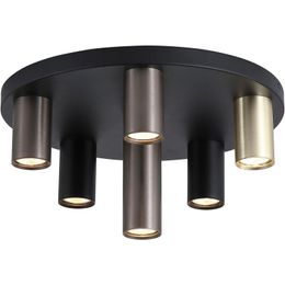 Searchlight Deckenleuchte &raquo;Tubes 6Lt-Deckenleuchte-Schwarzes Metall, Anodisiertes Bronze, Messing&laquo; GU10 1 Stk. H: 20cm, 1 Stk.