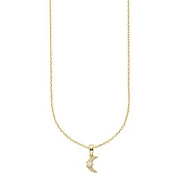 Firetti Damen Kette mit Anh&auml;nger &raquo;Schmuck, Geschenk, Kette gelbgoldfarben vergoldet mit Anh&auml;nger Mond&laquo; mit Zirkonia (synth.), Opal (synth.) Silber 925