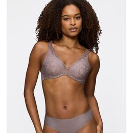 Triumph B&uuml;gel-BH &raquo;Body Make-Up Illusion Lace&laquo; Komfort-B&uuml;gel, wattiert, Spitze, weiche Microfaser, tiefes Dekollet&eacute; grau 80, Cup F B&uuml;gel-BH