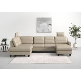 Sit & More sit&more Wohnlandschaft &raquo;Far&ouml; U-Form&laquo; inklusive Federkern, wahlweise mit Schlaffunktion und Bettkasten beige B/H/T: 325cm x 90cm x 187cm, Microfaser, 