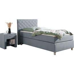 Home Affaire Boxspringbett &raquo;Bernard, in verschiedenen Breiten&laquo; inkl. Topper, Matratze in H2, H3 oder H4 erh&auml;ltlich blau Microfaser, Liegefl&auml;che B/L: 