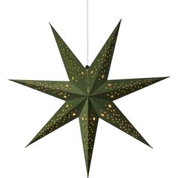 Konstsmide Dekostern &raquo;Weihnachtsstern, Weihnachtsdeko&laquo; Papierstern, LED Stern mit gr&uuml;nem Samt, perforiert, 7 Zacken gr&uuml;n Papier Einheitsgr&ouml;&szlig;e