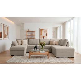OTTO home Wohnlandschaft &raquo;Citry&laquo; Breite 309 cm, Chenille, Bettfunktion, Bettkasten, U-Form braun 100% polyester B/H/T: 309cm x 88cm x 224cm, Chenille,