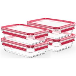 Emsa Frischhaltedose &raquo;Clip & Close Glas Set, rechteckig, 100 % dichte Aufbewahrungsboxen&laquo; sp&uuml;lmaschinen-, gefrier-, backofen-, mikrowellenfest rot Glas B/H