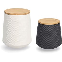 zeller Vorratsdose edles Design, Bambus/Keramik, 580/1080 ml schwarz-wei&szlig; Bambus, Keramik Einheitsgr&ouml;&szlig;e