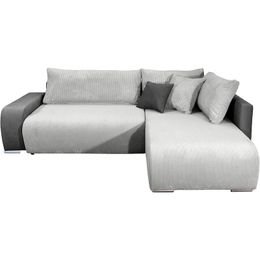 Collection AB Ecksofa &raquo;Poppy L-Form, B: 227 cm&laquo; Schlaffunktion, Bettkasten & 1 Zierkissen grau 100%Polyester B/H/T: 227cm x 41cm x 169cm, Cord 