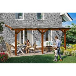 Skan Holz Terrassendach &raquo;Bormio&laquo; braun Polycarbonat (PC) B/H/T: 541cm x 235cm x 300cm, farbig lasiert