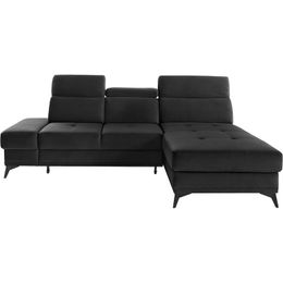 OTTO home Ecksofa &raquo;Cardiz L-Form&laquo; inkl.Kopfteilverstellung und Federkern wahlweise mit Schlaffunktion grau Webstoff (100% Polyester);Luxus-Microfaser 