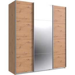 wimex Schwebet&uuml;renschrank &raquo;Norderstedt&laquo; INKLUSIVE 2 Stoffboxen und 2 zus&auml;tzliche Einlegeb&ouml;den, mit Spiegel braun Holzwerkstoff Artisan Eiche Nachbildung, B/