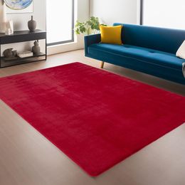 Ayyildiz Teppiche Teppich &raquo;JOY 1400, auch als L&auml;ufer und in Rund erh&auml;ltlich&laquo; rechteckig 11 mm H&ouml;he besonders weich, uni Kurzflor, Wohnzimmer, Kinderzimmer rot Polyester
