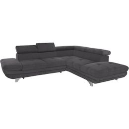 COTTA Ecksofa &raquo;Enterprise L-Form&laquo; mit Arm- & Kopfteilverstellung, wahlweise mit Schlaffunktion grau Struktur (100% Polyester );Chenille (90% Polyester