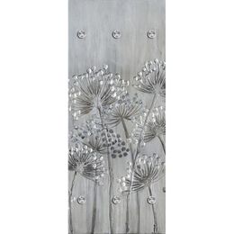 queence Garderobenpaneel &raquo;Wandgarderobe mit Motiv Grau Blumenwiese inkl. Edelstahlhaken&laquo; 1 Stk. tlg. HD Premium Druck auf Acrylglas Acrylglas, 