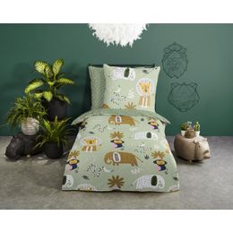 Good Morning Kinderbettw&auml;sche &raquo;Chuck&laquo; 2 Stk. Baumwolle, Renforc&eacute;, Wendeoptik, Kind, Baby, Tiere gr&uuml;n Renforc&eacute;, Obermaterial: 100% Baumwolle B/L: 135cm