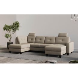 OTTO home Wohnlandschaft &raquo;Varese&laquo; wahlweise mit Schlaffunktion und Bettkasten grau 95%Polyester 5%Polyamid B/H/T: 304cm x 91cm x 170cm, Flachgewebe 