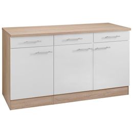 Optifit Unterschrank &raquo;Kalmar&laquo;, Breite 150 cm, mit viel Stauraum wei&szlig; Eiche-hell s&auml;gerau, B/H/T: 150cm x 85cm x 60cm, T&uuml;ren: 3 Stk.