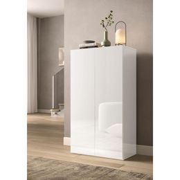 OTTO home Schuhschrank &raquo;SMILE Breite 63 cm, H&ouml;he 114 cm, Schuhregal mit 5 Ebenen,&laquo; Schuhkommode in Weiss Hochglanz Lack wei&szlig; wei&szlig;, B/H/T: 63cm x 114cm