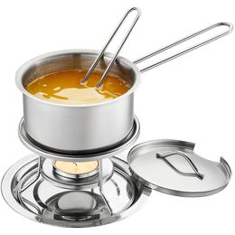 Gefu Sauteuse &raquo;CALORIC SET&laquo; Set, inkl. St&ouml;vchen, Teelicht, Stieltopf mit Deckel, Servierl&ouml;ffel, 6 Stk. tlg. Edelstahl 18/10 silber 0,3 l + H&ouml;he 16cm