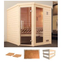 Weka Sauna &raquo;Turku Eck 1&laquo; ohne Ofen beige ohne Ofen, (ohne Ofen)
