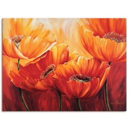 Artland Wandbild &raquo;Vier Mohnblumen&laquo; Blumen 1 Stk. tlg. als Leinwandbild, Poster in verschied. Gr&ouml;&szlig;en orange Leinwand B/H/T: 60cm x 45cm, Leinwandbild Blumen 