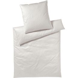 Elegante Bettw&auml;sche &raquo;Hamburger Streifen&laquo; 2 Stk. angenehmes Hautgef&uuml;hl beige Mako-Satin, Obermaterial: 100% Baumwolle B/L: 135cm x 200cm, 1 Stk., 1 Stk., Mako-