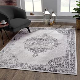 Sanat Teppich &raquo;Evra 7001 , auch als L&auml;ufer h&auml;ltlich&laquo; rechteckig 22 mm H&ouml;he Wohnzimmer, Kurzflor, modern, Hoch Tief Struktur grau Kunstfaser B : 120cm 1 Stk.