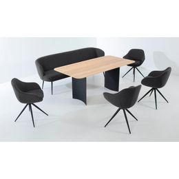 K+w Komfort & Wohnen K+W Komfort & Wohnen Essgruppe &raquo;ZOOM&laquo; abgerundete Essgruppe mit Solobank, 4 Sesseln und 1 Tisch grau Flachgewebe Q2 2250
