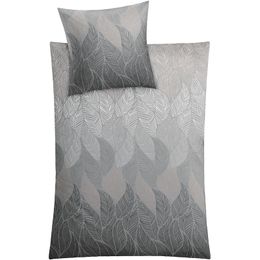 Kleine Wolke Bettw&auml;sche &raquo;Jamiro&laquo; 2 Stk. mit Bl&auml;ttern grau Mako-Satin, Obermaterial: 100% Baumwolle B/L: 155cm x 220cm, 1 Stk., 1 Stk., Mako-Satin, B/L: 80cm x 80cm