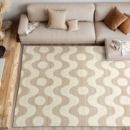 Sch&ouml;ner Wohnen Kollektion SCH&Ouml;NER WOHNEN-Kollektion Teppich &raquo;Milena&laquo; rechteckig 20 mm H&ouml;he Linien, Punkte, Modern, Hoch Tief Struktur, weich, Wohnzimmer beige Kunstfaser, Wolle