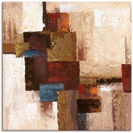Artland Leinwandbild &raquo;Karos Abstrakt I&laquo; Muster 1 Stk. tlg. auf Holzrahmen gespannt beige Leinwand B/H/T: 50cm x 50cm, Leinwandbild Muster quadratisch, 1 Stk.