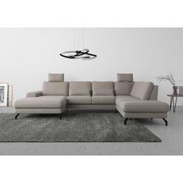 Sit & More sit&more Wohnlandschaft &raquo;Cinturo U-Form&laquo; inklusive Sitztiefenverstellung und Federkern, Sitzh&ouml;he 45 cm grau B/H/T: 345cm x 88cm x 226cm, Luxus-