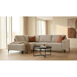 OTTO home Ecksofa &raquo;Tournon, L-Form, Breite 256 cm, Webstoff, Chenille&laquo; Designsofa im nordischen Stil, Wellenunterfederung, Metallf&uuml;&szlig;e braun 100% 