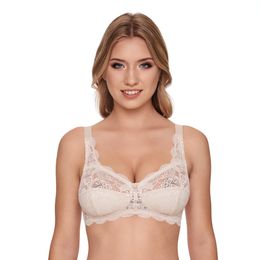 SuSa Damen B&uuml;gelloser BH "Latina", Gr. 105, wei&szlig;, Spitze, Obermaterial: 77% Polyamid, 15% Baumwolle, 8% Elasthan, BHs, gen&auml;hte Cups, Spitze,