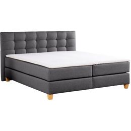 Home Affaire Boxspringbett &raquo;Moulay&laquo; inkl. Topper, in &Uuml;berl&auml;nge 220 cm, 3 H&auml;rtegrade, auch in H4 grau Struktur fein, Liegefl&auml;che B/L: 180cm x 220cm 