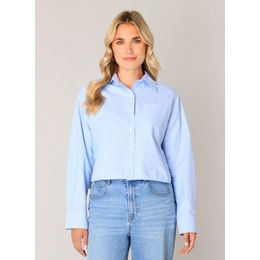 Base Level Damen Hemdbluse "Bea", blau, Gr. 48, unifarben, Web, Obermaterial: 100% Baumwolle, Blusen, kurz, mit Brusttasche
