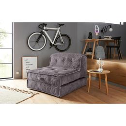Home Affaire Sessel &raquo;Pia&laquo; Loungesessel aus Cord, in 2 Gr&ouml;&szlig;en, Pouf-Funktion. grau 100% Polyester Cord, XL, B/H/T: 83cm x 77cm x 83cm